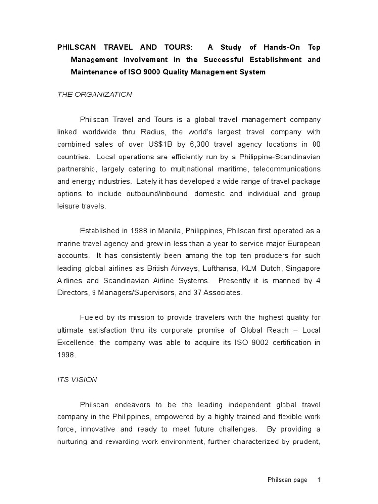 Travel Company ISO9001 Implementation | PDF | Iso 9000 | Airlines