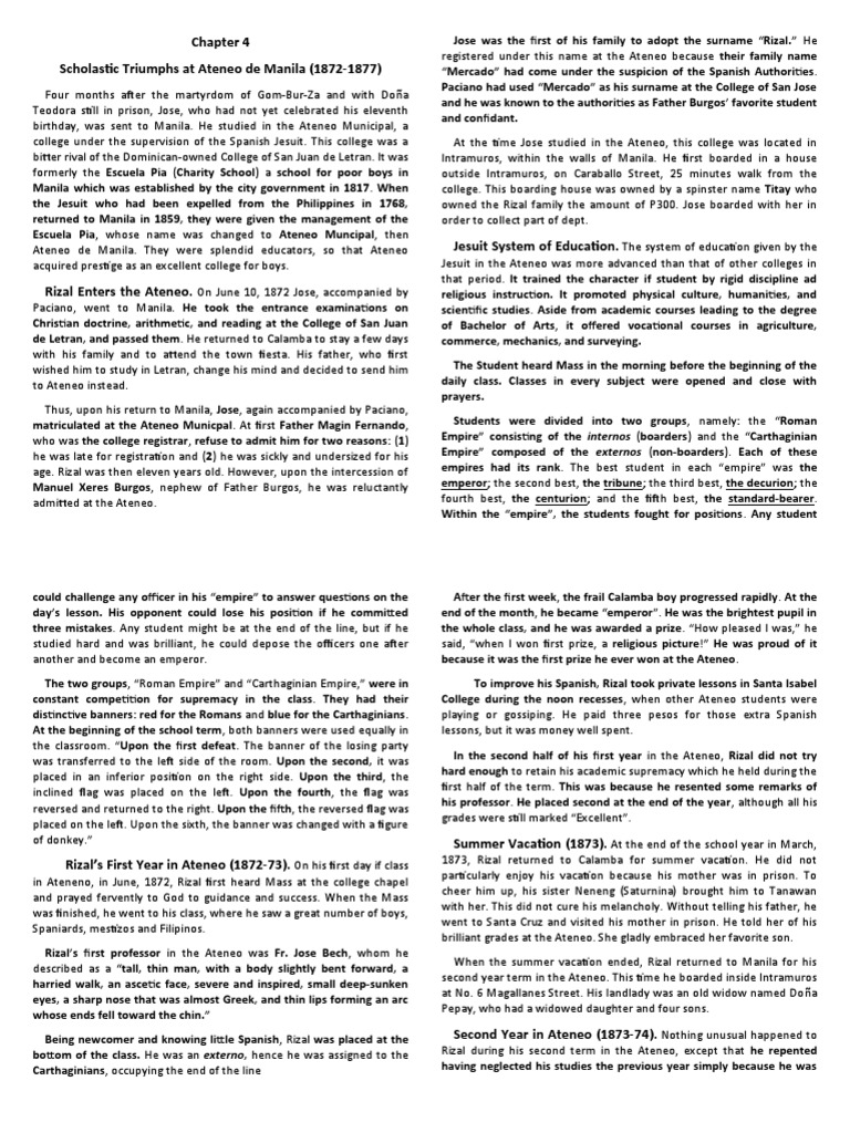 Chapter-4 - Life and Works of Jose RIZAL | PDF | Manila