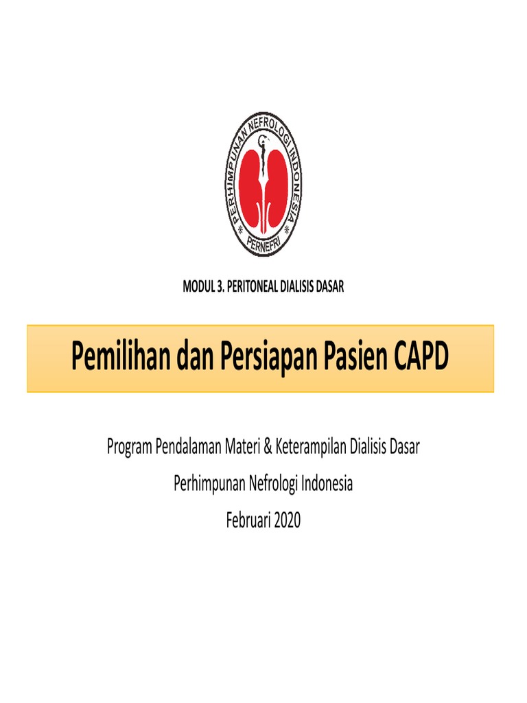 (III 2) Pemilihan Dan Persiapan Pasien CAPD PDF | PDF
