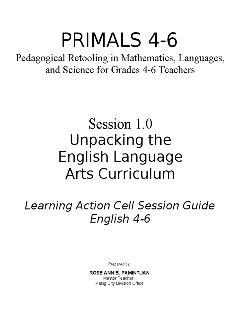 Unpacking The English Language Arts Curriculum | PDF | Curriculum ...