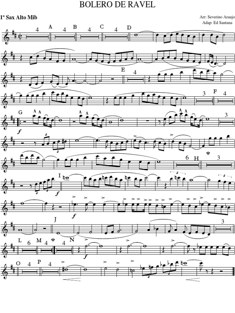 Ravel - Bolero - Partitura Sax Alto Mib PDF | PDF