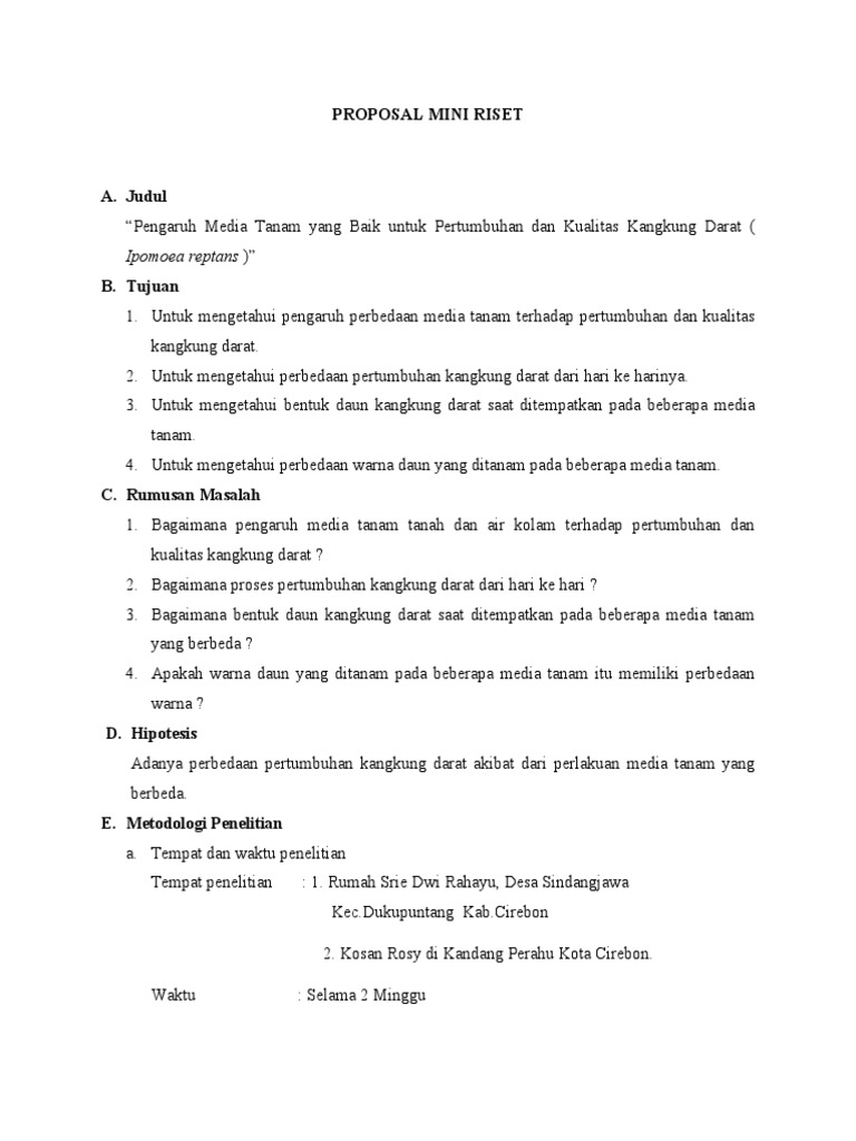 Proposal Mini Riset | PDF