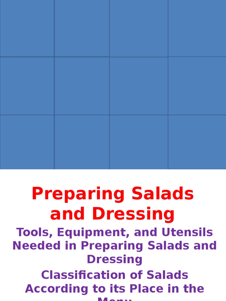 Preparing Salads and Dressing Aug22 | PDF | Salad | Cooking