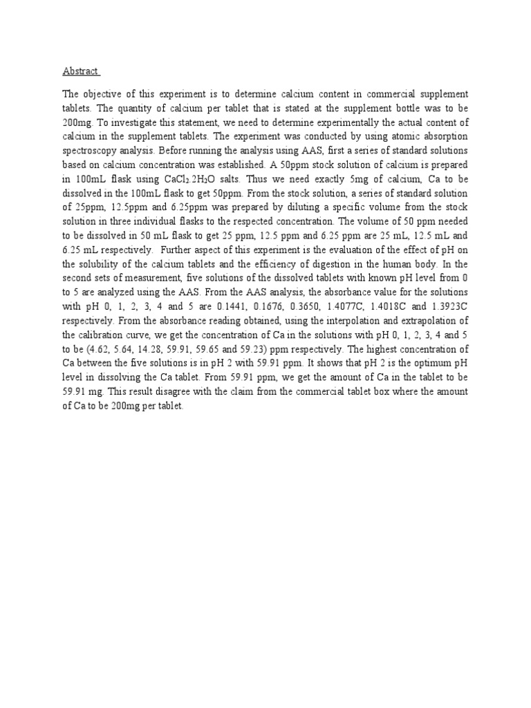 Aas Lab Report | PDF | Atomic Absorption Spectroscopy | Absorption ...
