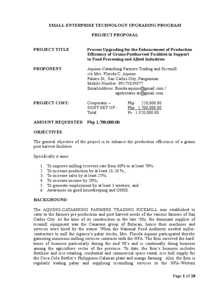 2020 Project Proposal - Aaa Edited | PDF | Rice | Engines