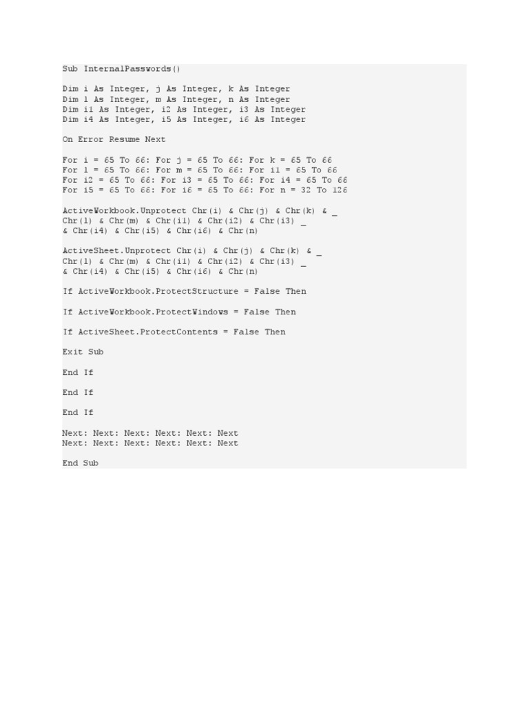 Sub InternalPasswords | PDF