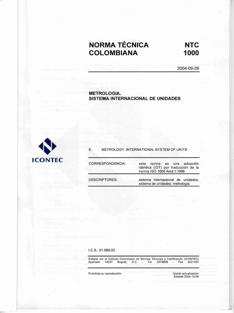 Norma - Tecnica - NTC - Colombiana - 100 - Sistema Internal de Unidades ...