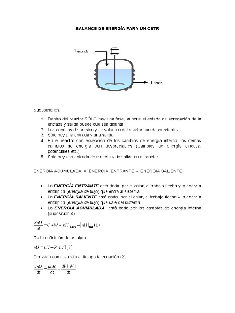 Balance de Energía para Un CSTR | PDF | Naturaleza