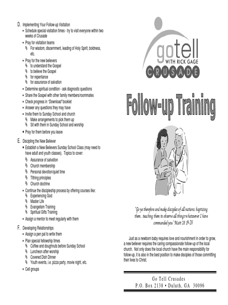 Go Tell Follow Up Training PDF | PDF | Assurance (Theology) | Disciple ...