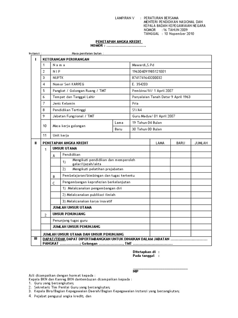 Penetapan Angka Kredit Guru 2024 | PDF