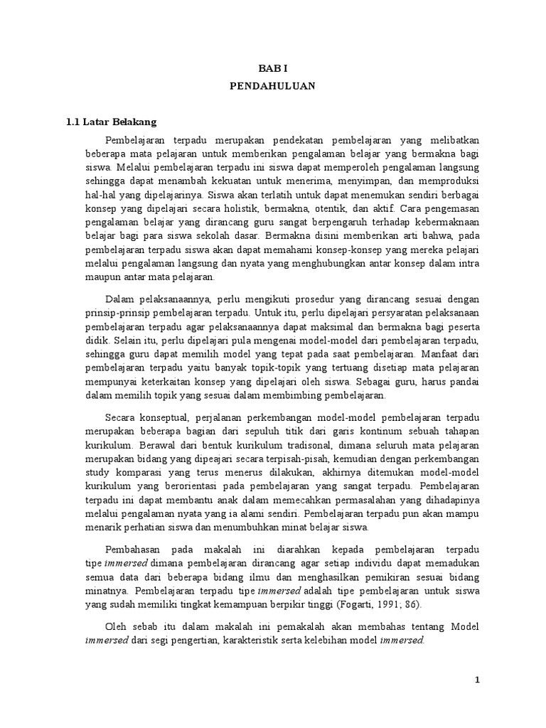 Model Pembelajaran Terpadu Immersed | PDF