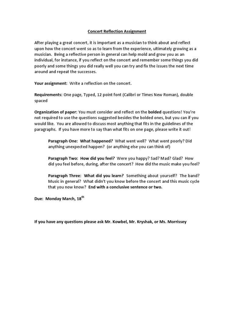 Concert Reflection Assignment | PDF