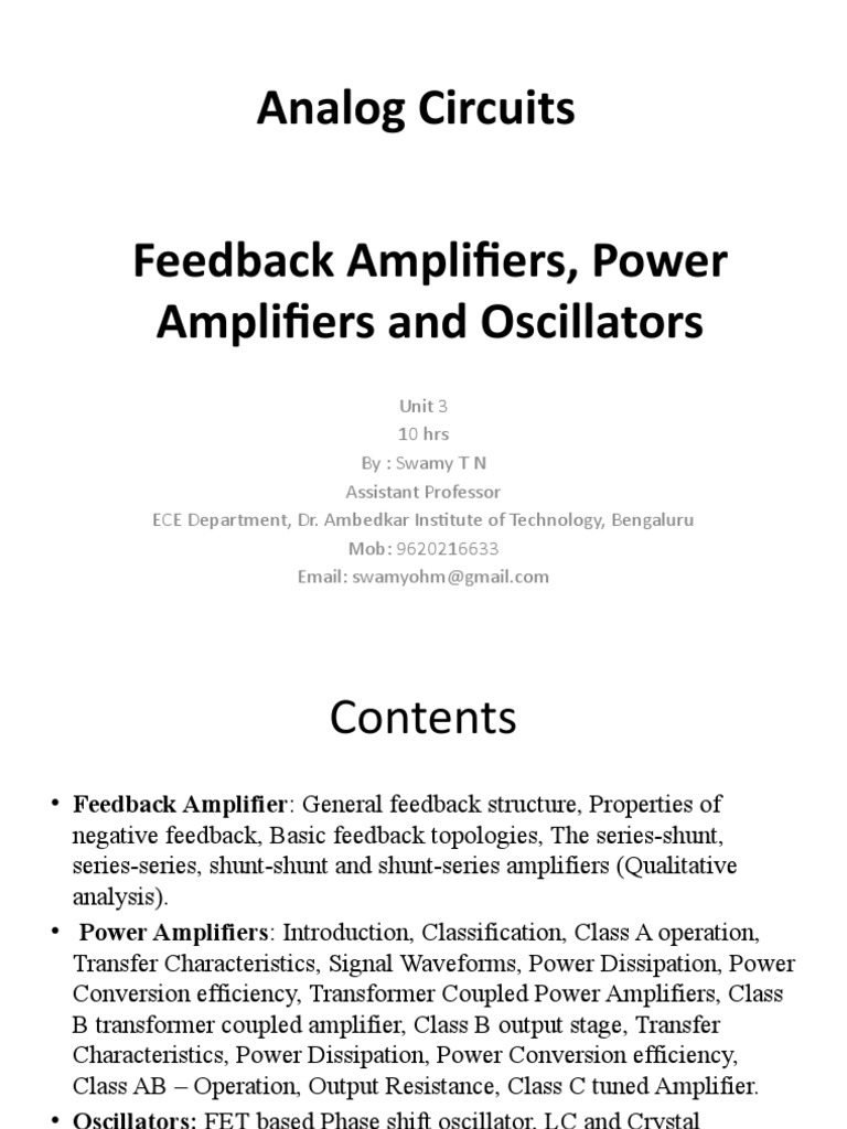 Analog Circuits Unit 3 | PDF | Amplifier | Feedback
