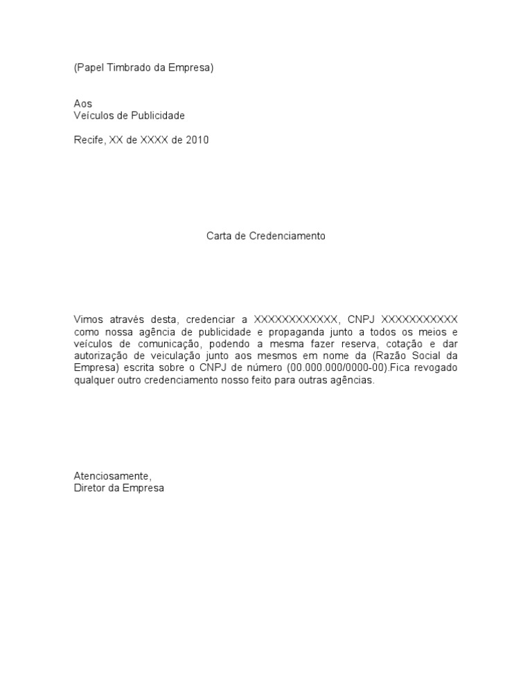 Modelo de Carta Credenciamento | PDF