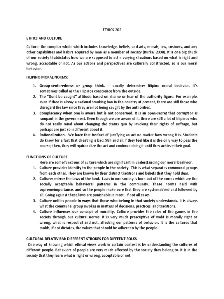 Ethics 202 Handout Pdf Morality Value Ethics