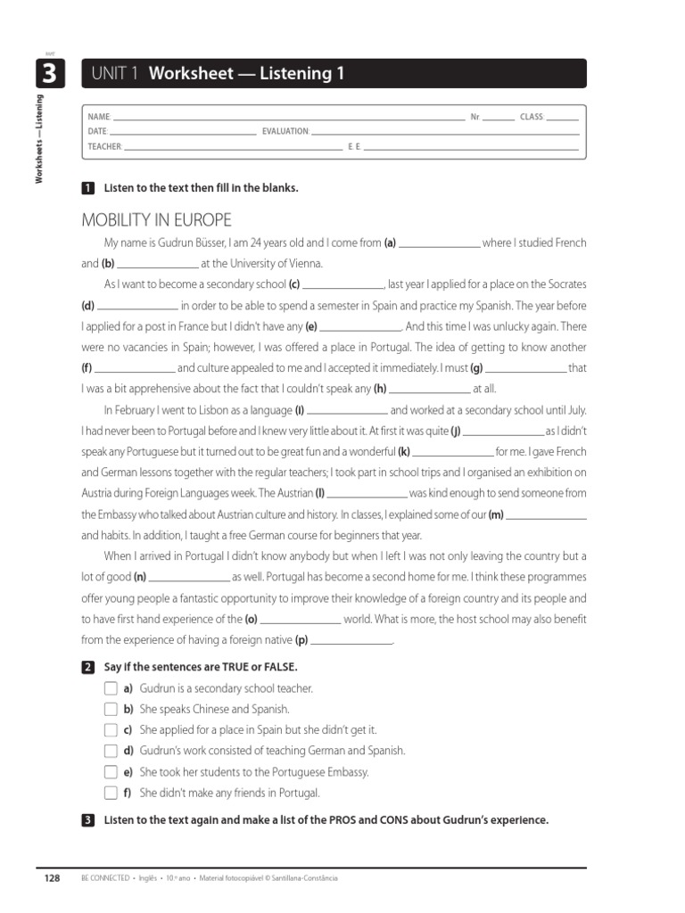 Unit 1 - Worksheets PDF | PDF | Foreign Language | English Language
