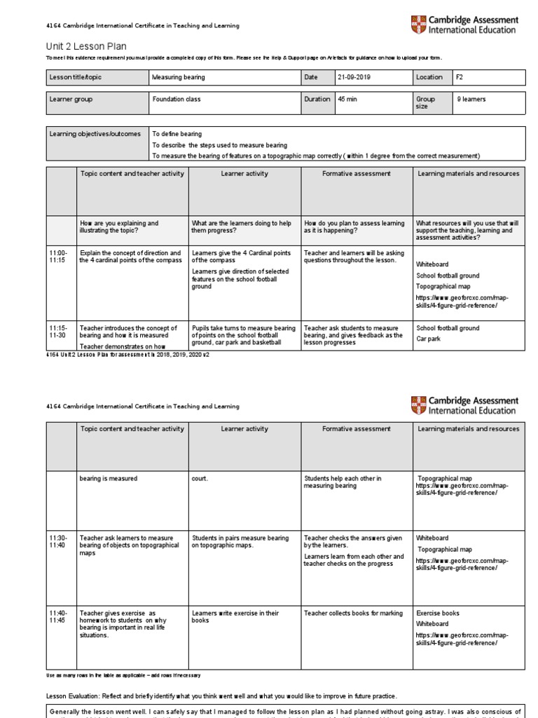 Unit 2 Lesson Plan | PDF | Lesson Plan | Educational Assessment