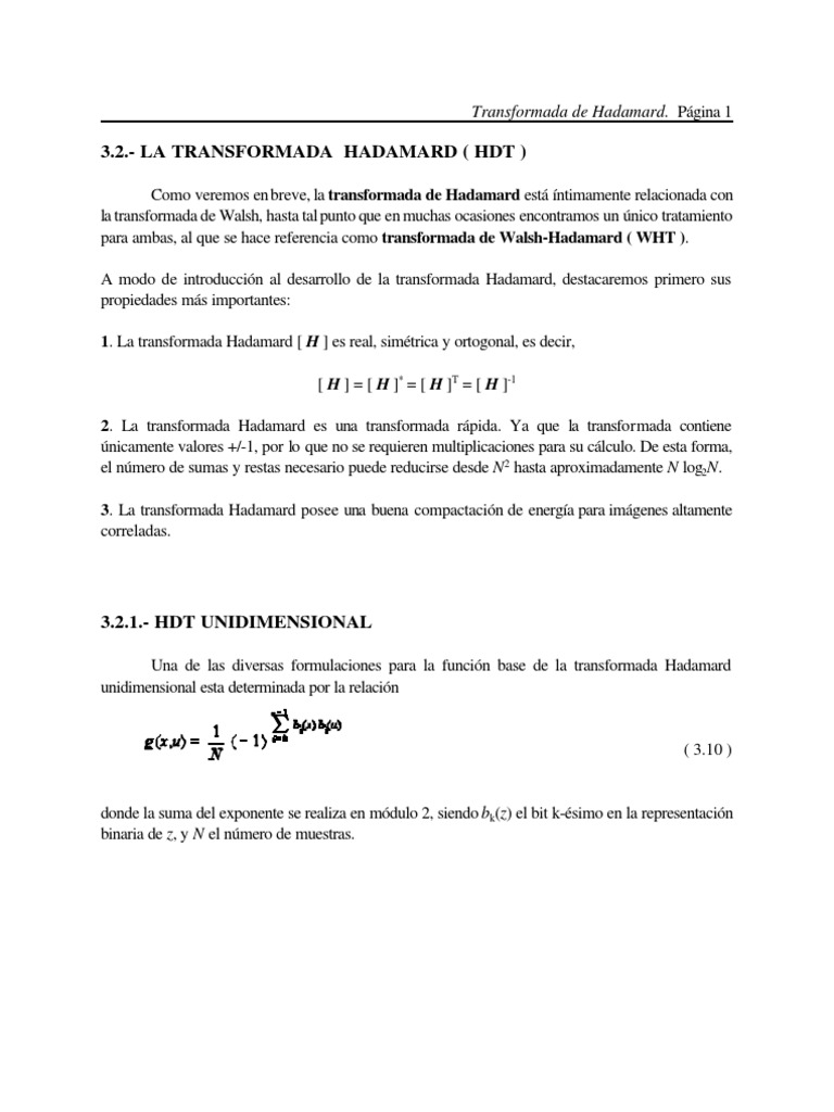 Hadamard | PDF | Matriz (Matemáticas) | Función (Matemáticas)