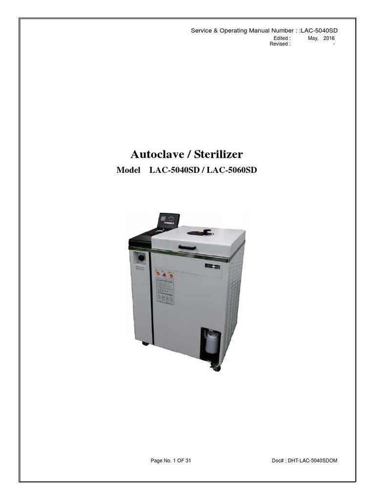 Service & Oper. Manual (LAC-50X0SD) | PDF | Sterilization (Microbiology ...