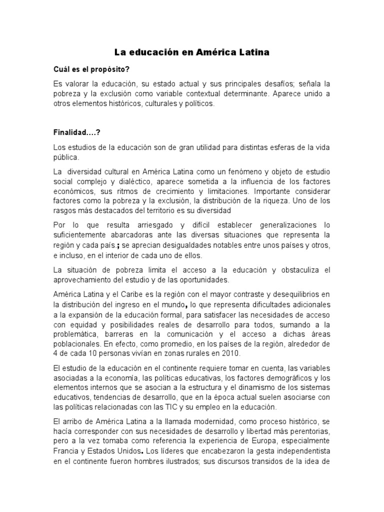 La Educación en América Latina | PDF | Interculturalidad | Tecnología ...