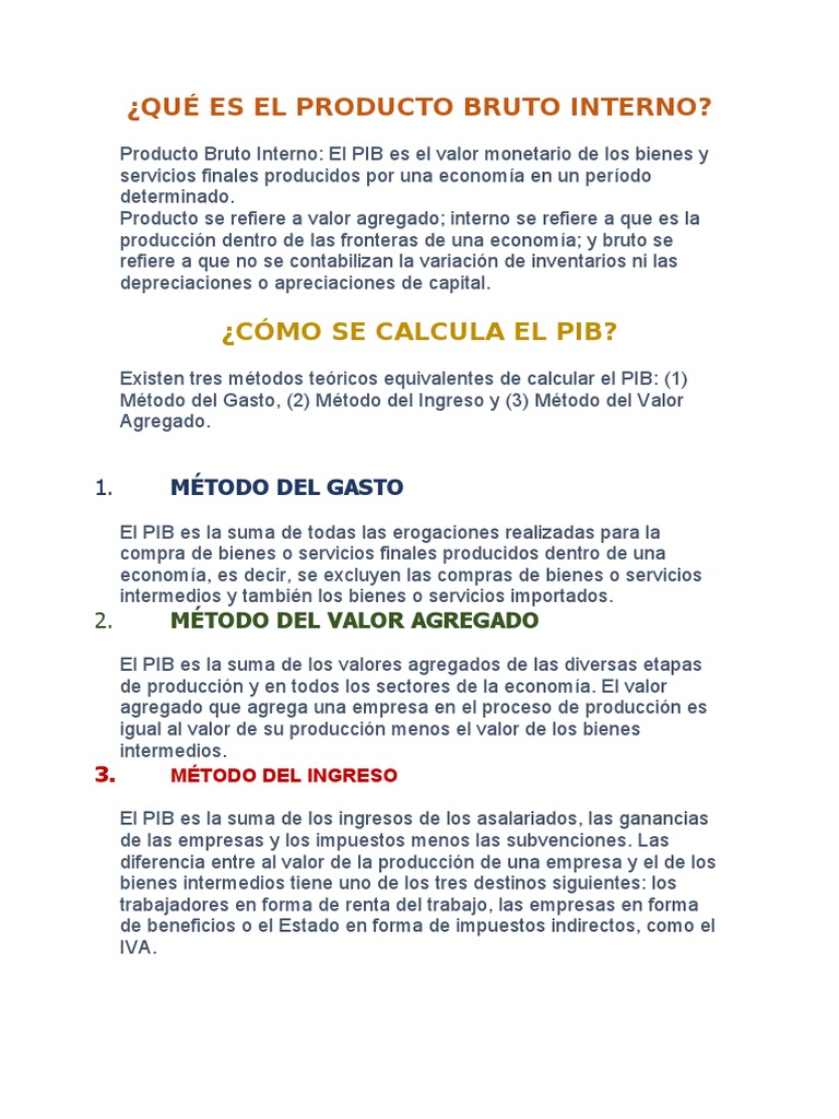 Metodos De Calculo Pib Descargar Gratis Pdf Producto Interno Bruto