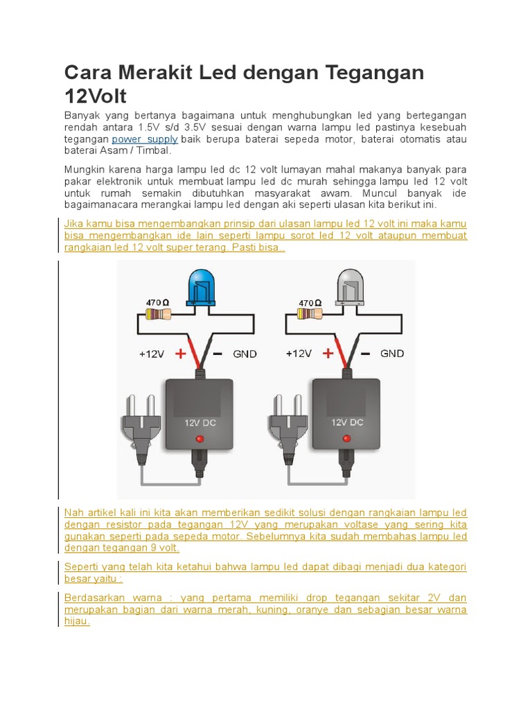Cara Merakit Led Dengan Tegangan 12volt | PDF
