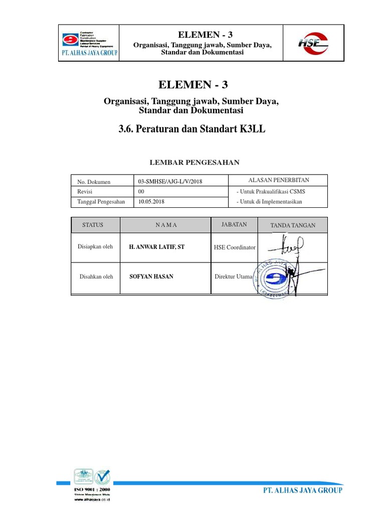 1 Peraturan Dan Standart K3LL | PDF