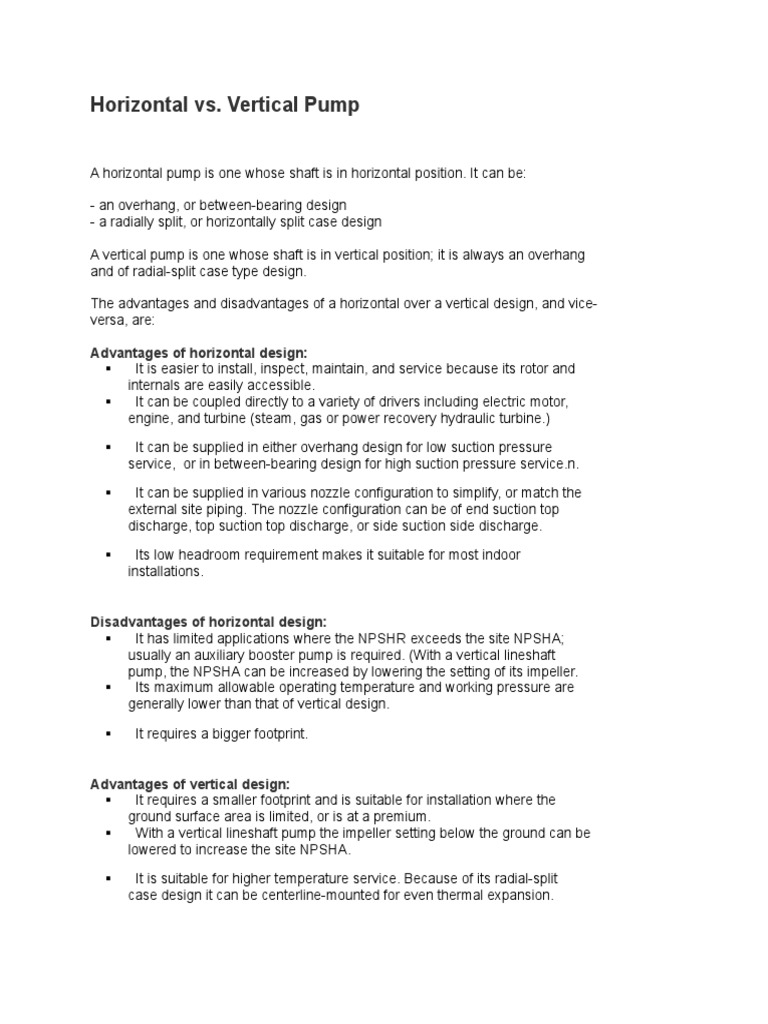 Horizontal vs. Vertical Pump | PDF | Pump | Turbine