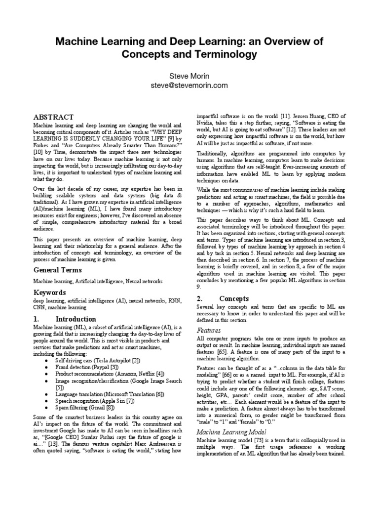 Overview of Machine Learning & Deep Learning | PDF | Machine Learning ...