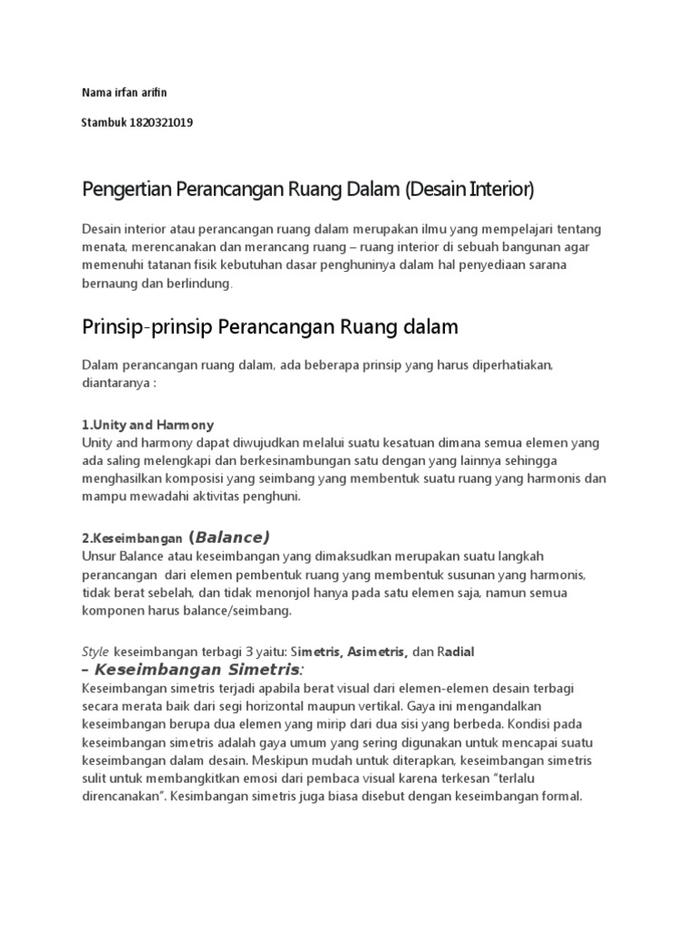Prinsip Perancangan Ruang Dalam | PDF