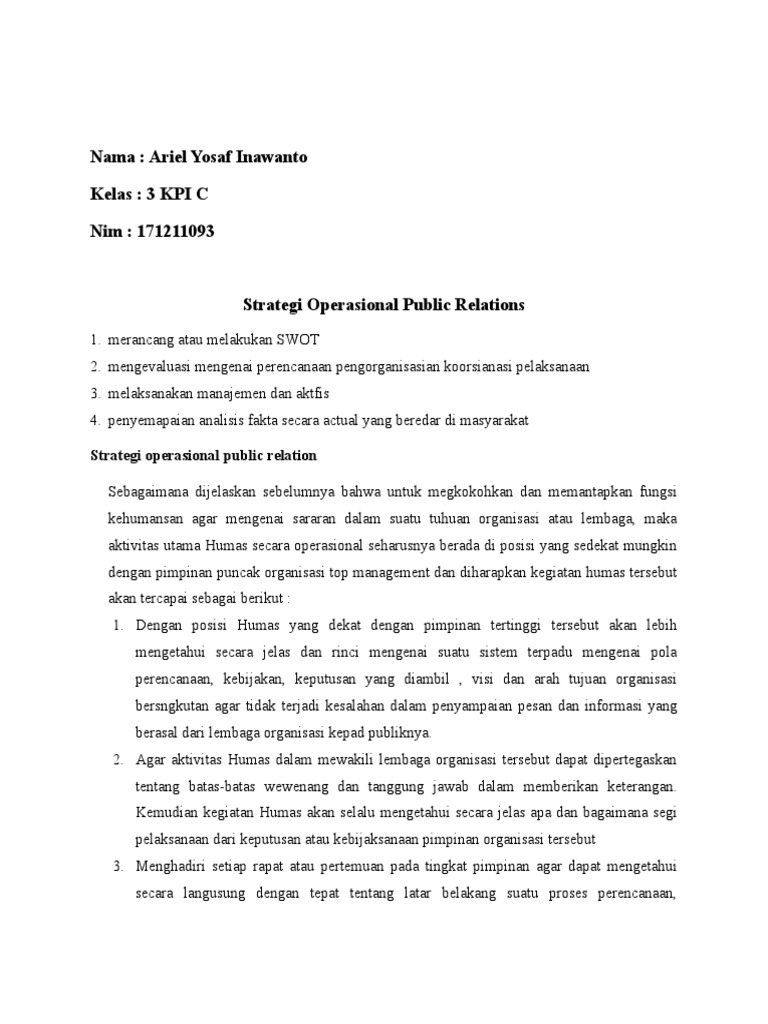Strategi Operasional Humas Efektif | PDF