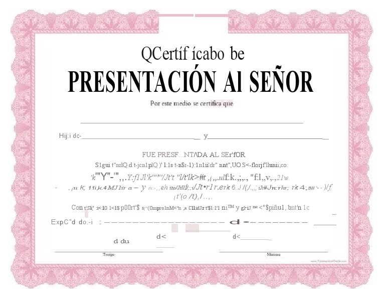 Certificados de Presentacion Al Senor para Imprimir | PDF
