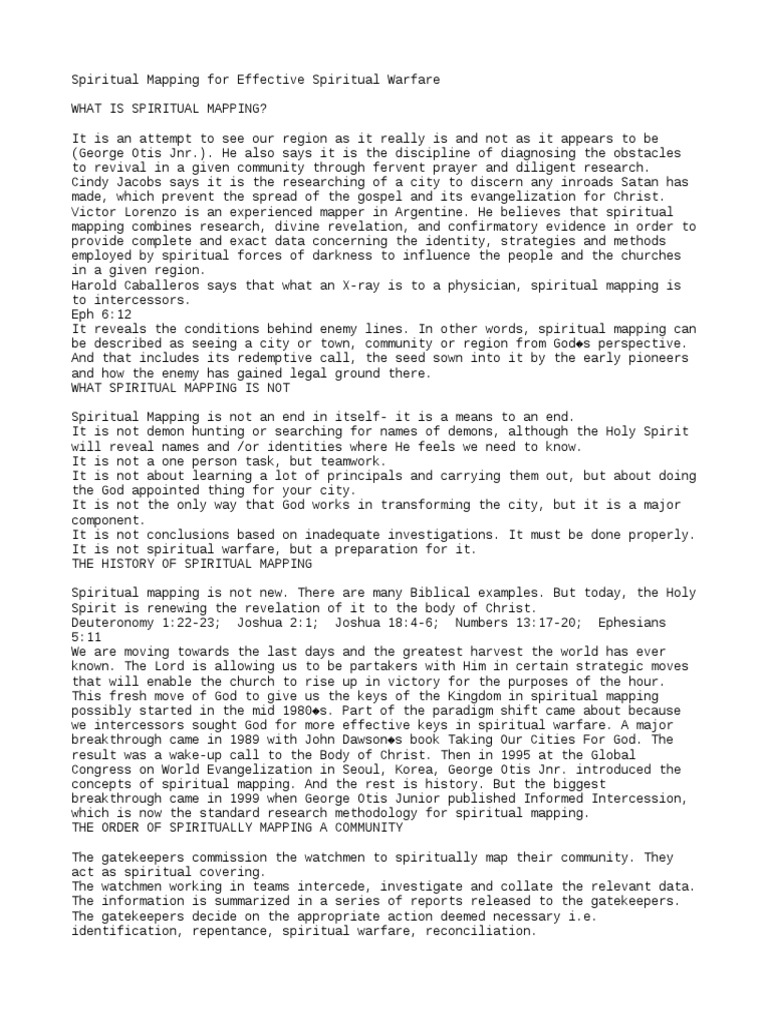 Spiritual Mapping For Effective Spiritual Warfare | PDF | Spiritual ...