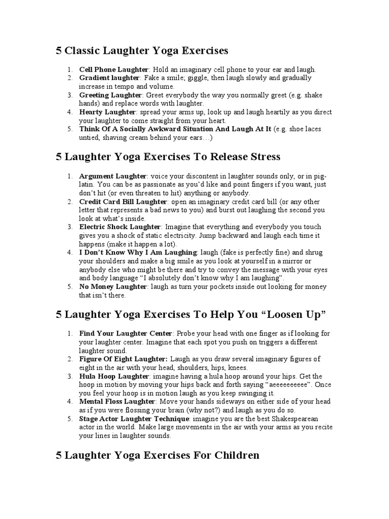 5 Classic Laughter Yoga Exercises | PDF | Laughter | Body Language
