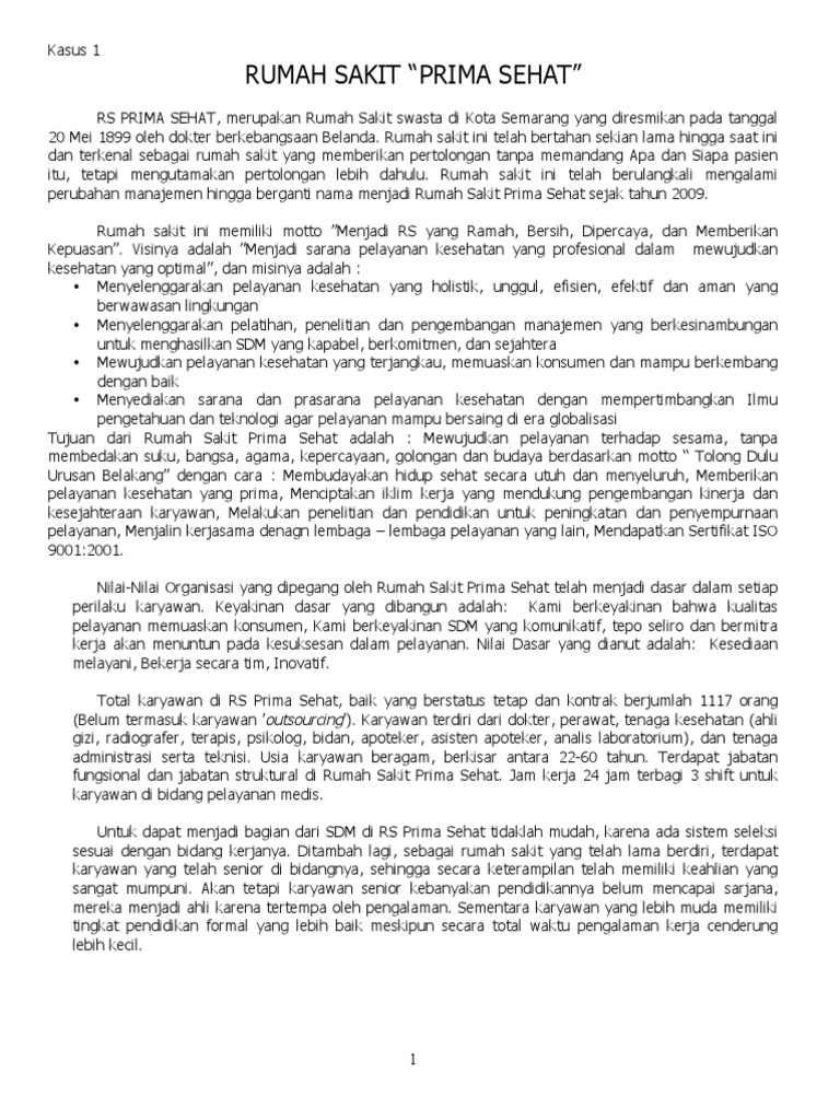 Sejarah dan Layanan RS Prima Sehat | PDF