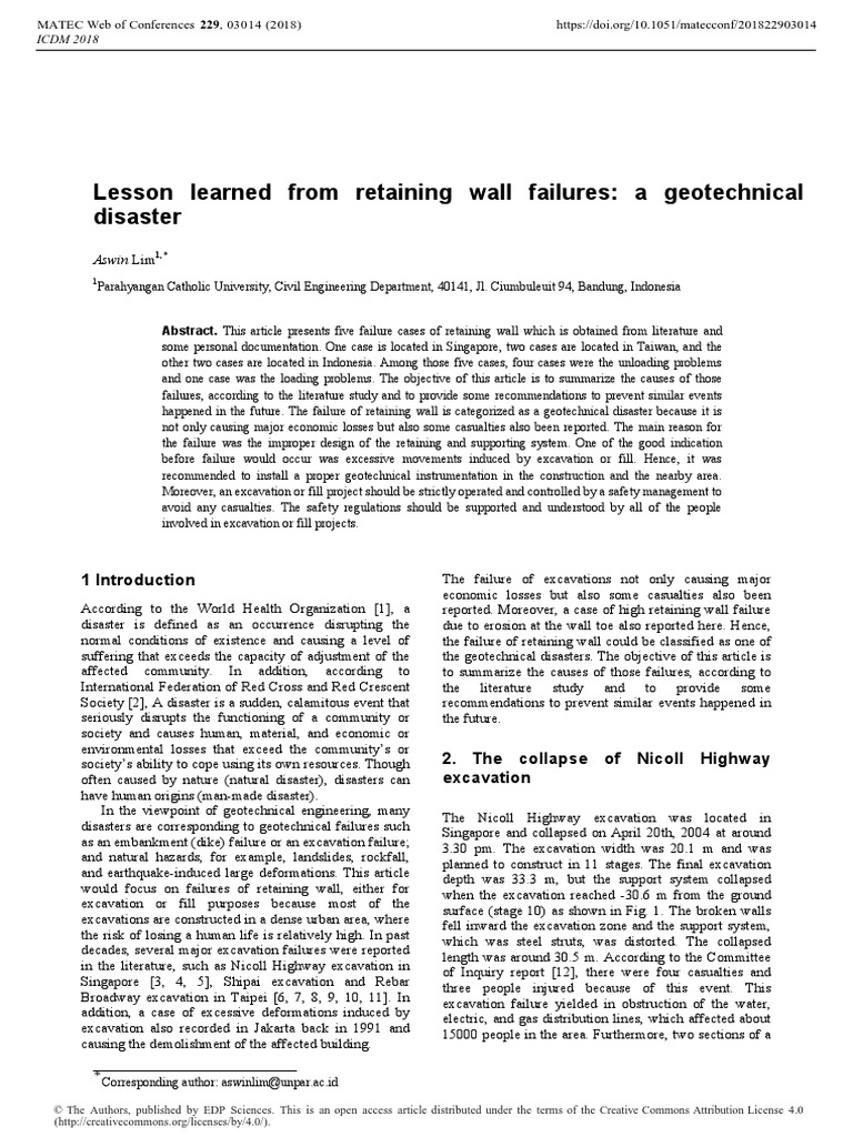 Lesson Learned From Retaining Wall Failures A Geot | PDF | Geotechnical Engineering | Deep ...