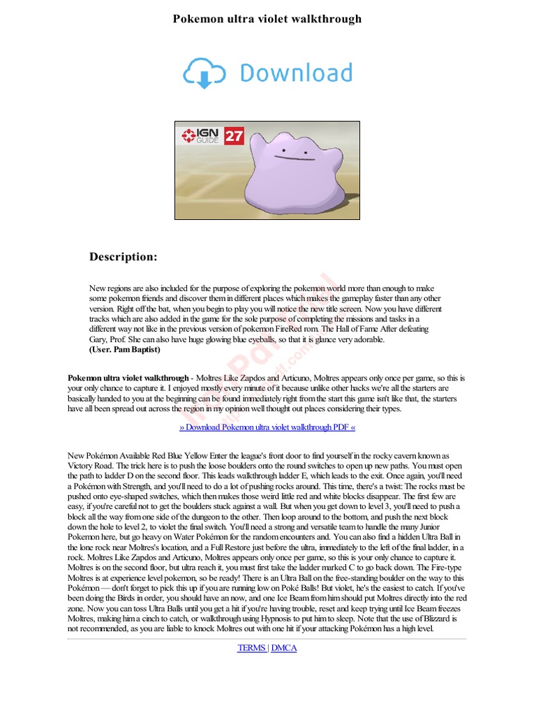 Pokemon Ultra Violet Walkthrough | PDF | Pokémon | Japanese Games