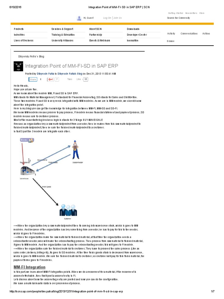 Integration Point of MM FI SD in SAP ERP SCN PDF | PDF | Debits And ...