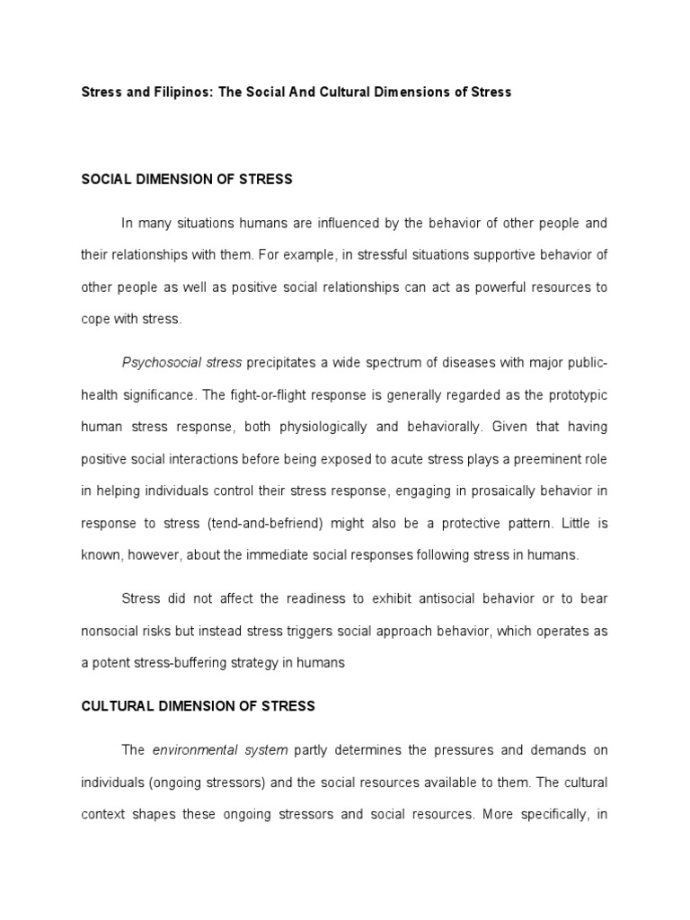 Cultural Dimensions of Stress in Filipinos | PDF | Stress (Biology ...