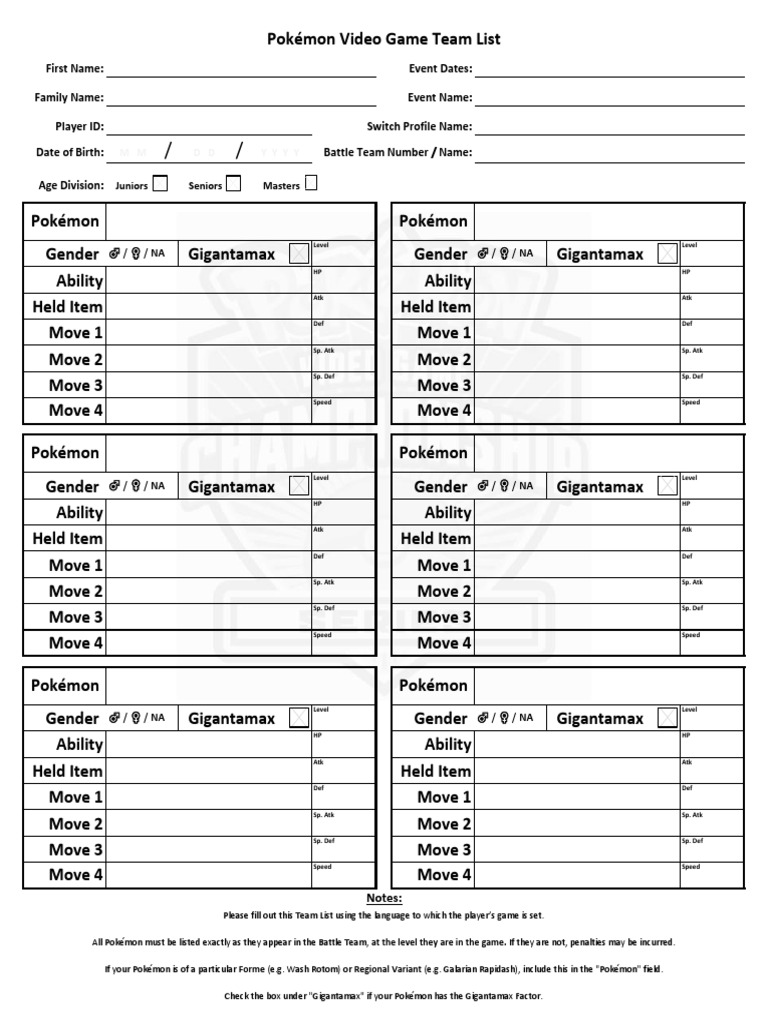 Play Pokemon VG Team List 2020 | PDF | Video Game Publishers | Video ...