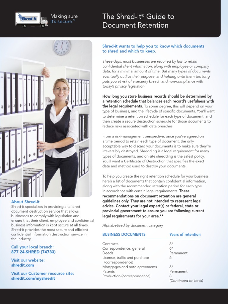 Shred It Guide To Document Retention1 | PDF | Invoice | Receipt