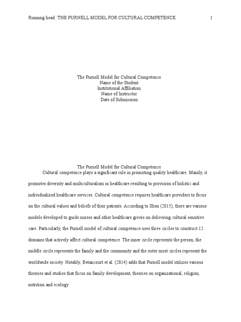 Purnell Model Pdf Alternative Medicine Health Care