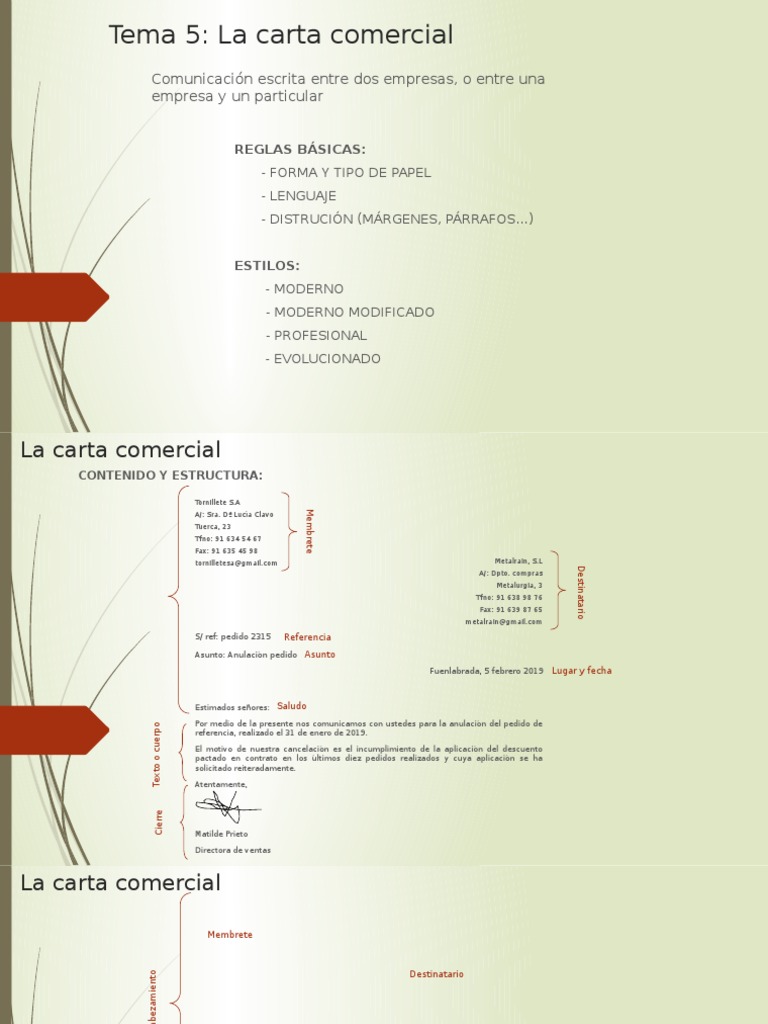 Tema 5. La Carta Comercial | PDF
