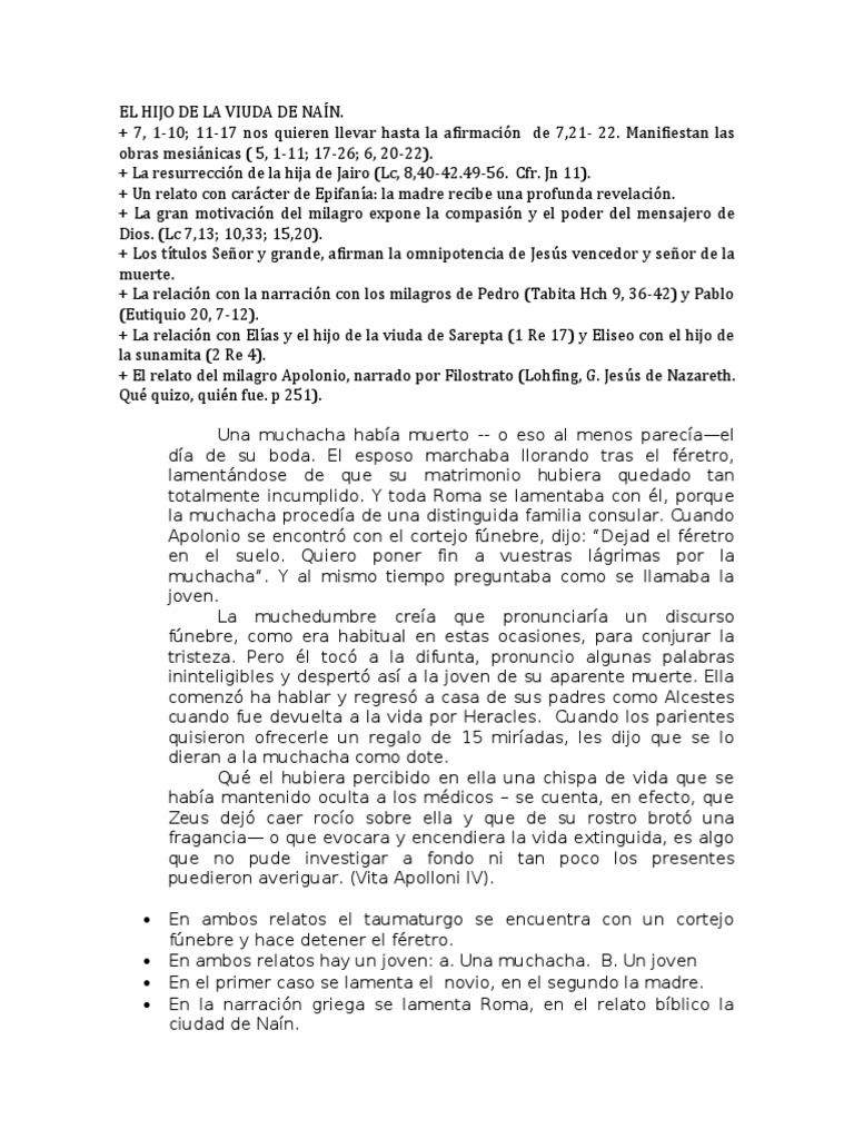 El Hijo de La Viuda de Naín | PDF | Fe | Jesús