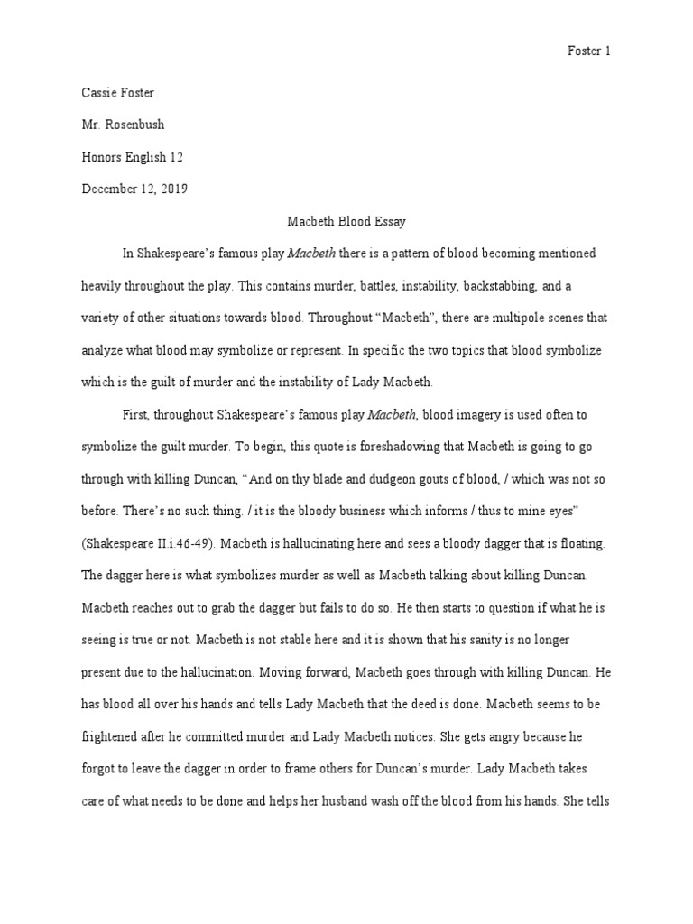 Macbeth Essay Outline | PDF | Macbeth