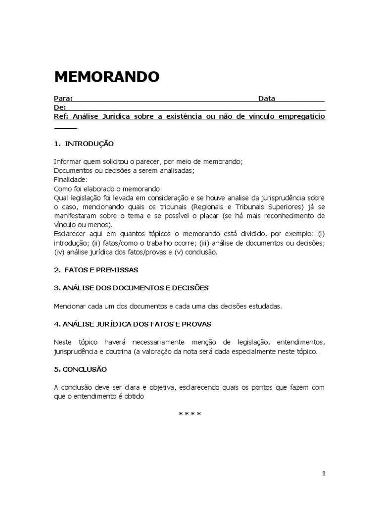 Modelo de memorando 2020