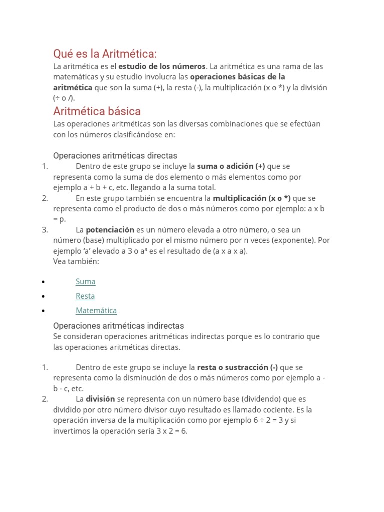 Qué Es La Aritmética | PDF