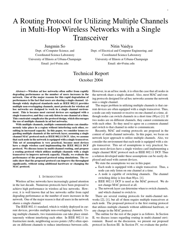 Multi Channel Routing | PDF | Routing | Wireless Ad Hoc Network