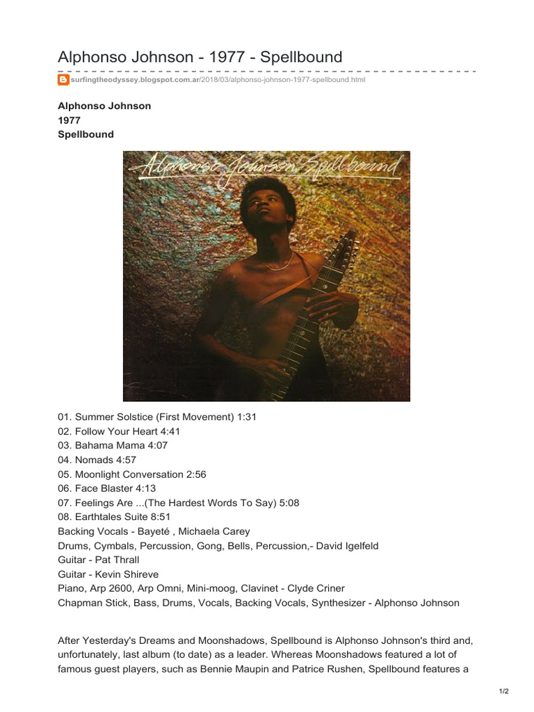 Alphonso Johnson - 1977 - Spellbound | PDF | Singing | Sound Recording