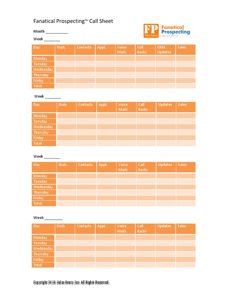 FP Fanatical Prospecting Call Sheet PDF | PDF | Business